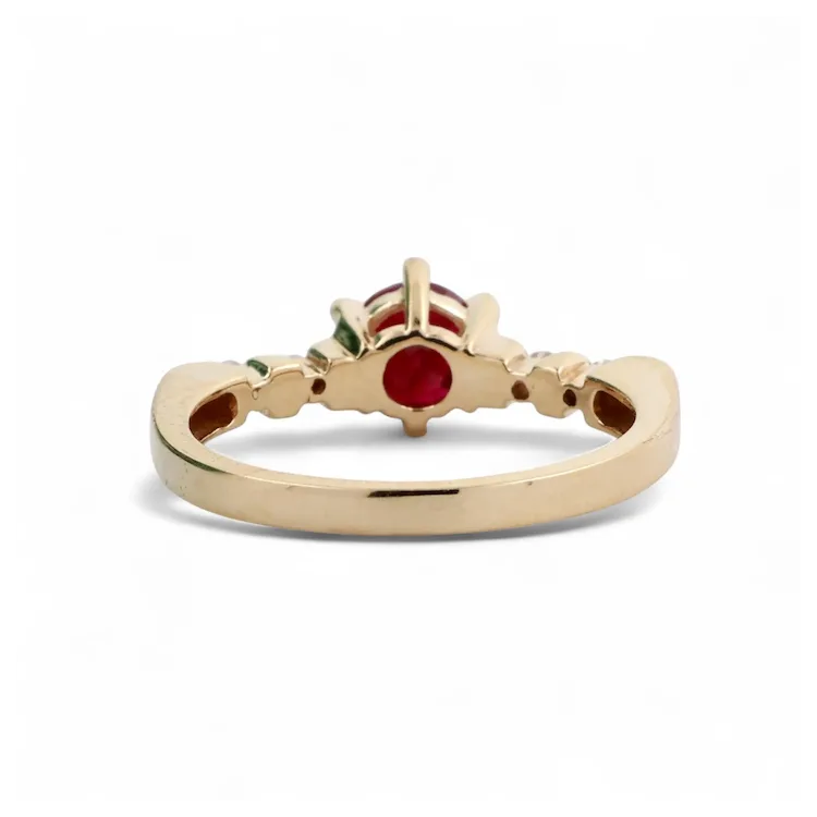 Ruby Solitaire Diamond Accent Ring 9K Yellow Gold 0.63 CTW Size 6.75 ...