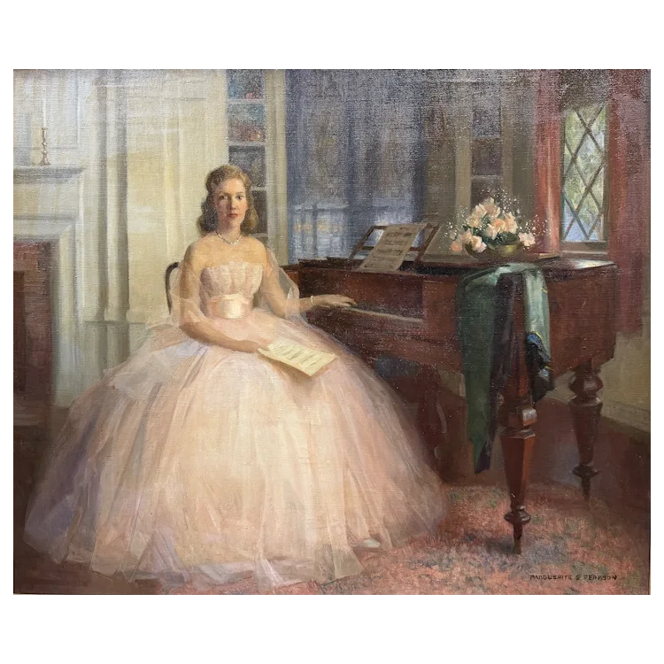 Marguerite Stuber Pearson Oil Painting Portrait, Lady in Pink by the ...