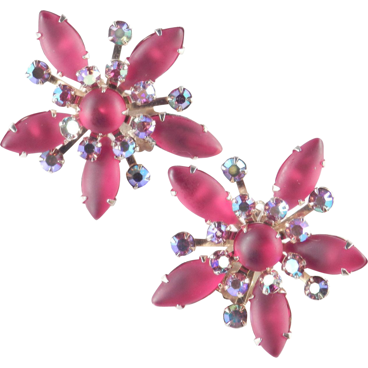 Large Starburst Rhinestone Earrings from codysvintagejewelry on Ruby Lane