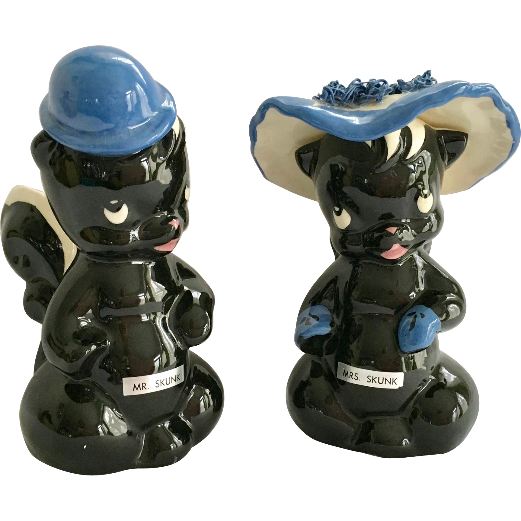 DeLee Art California Pottery Mr. and Mrs. Skunk Flower Holders - c ...