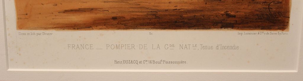 Late 19th c French Color Firefighting Lithograph Pompier de la Grand ...